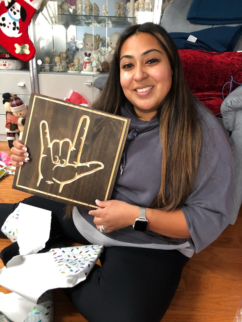 ASL I Love You Sign Language Wood Engraved Sign - Etsy