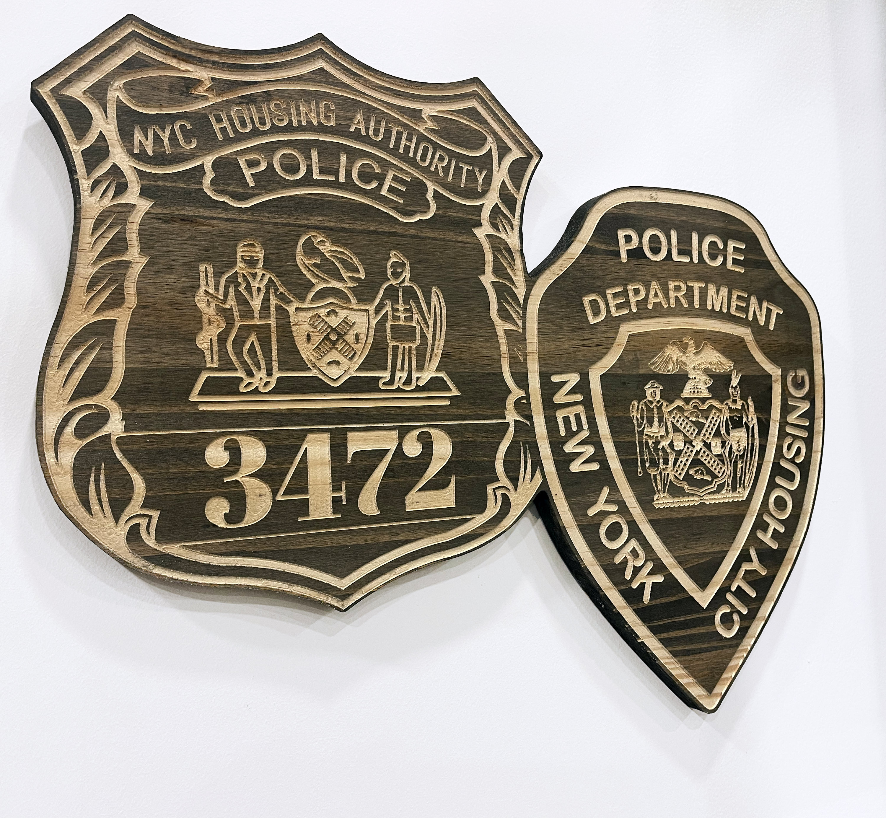 Personalized Wood Engraved NYPD Shield Badge Retirement Promotion ...