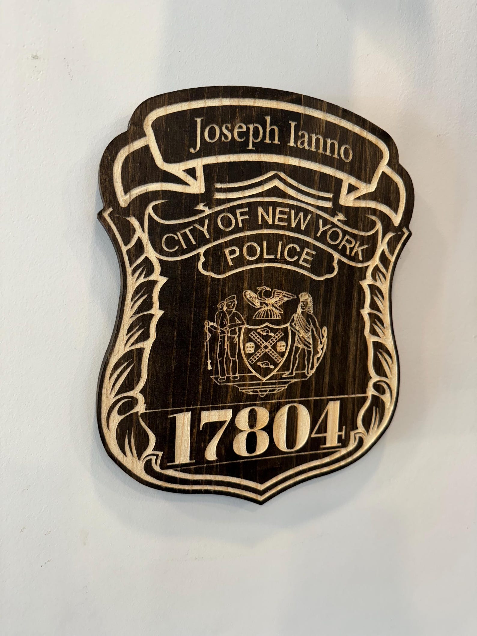 Personalized Wood Engraved NYPD Shield Badge Retirement Promotion ...