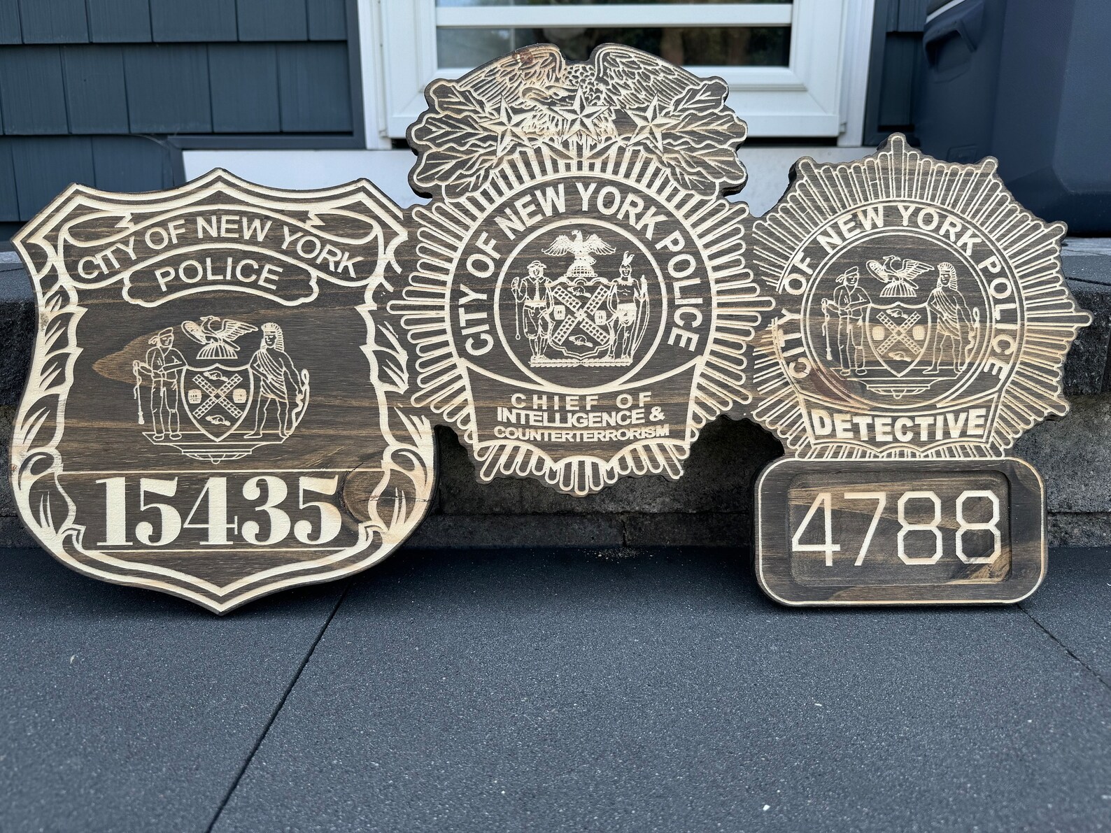Personalized Wood Engraved NYPD Shield Badge Retirement Promotion ...