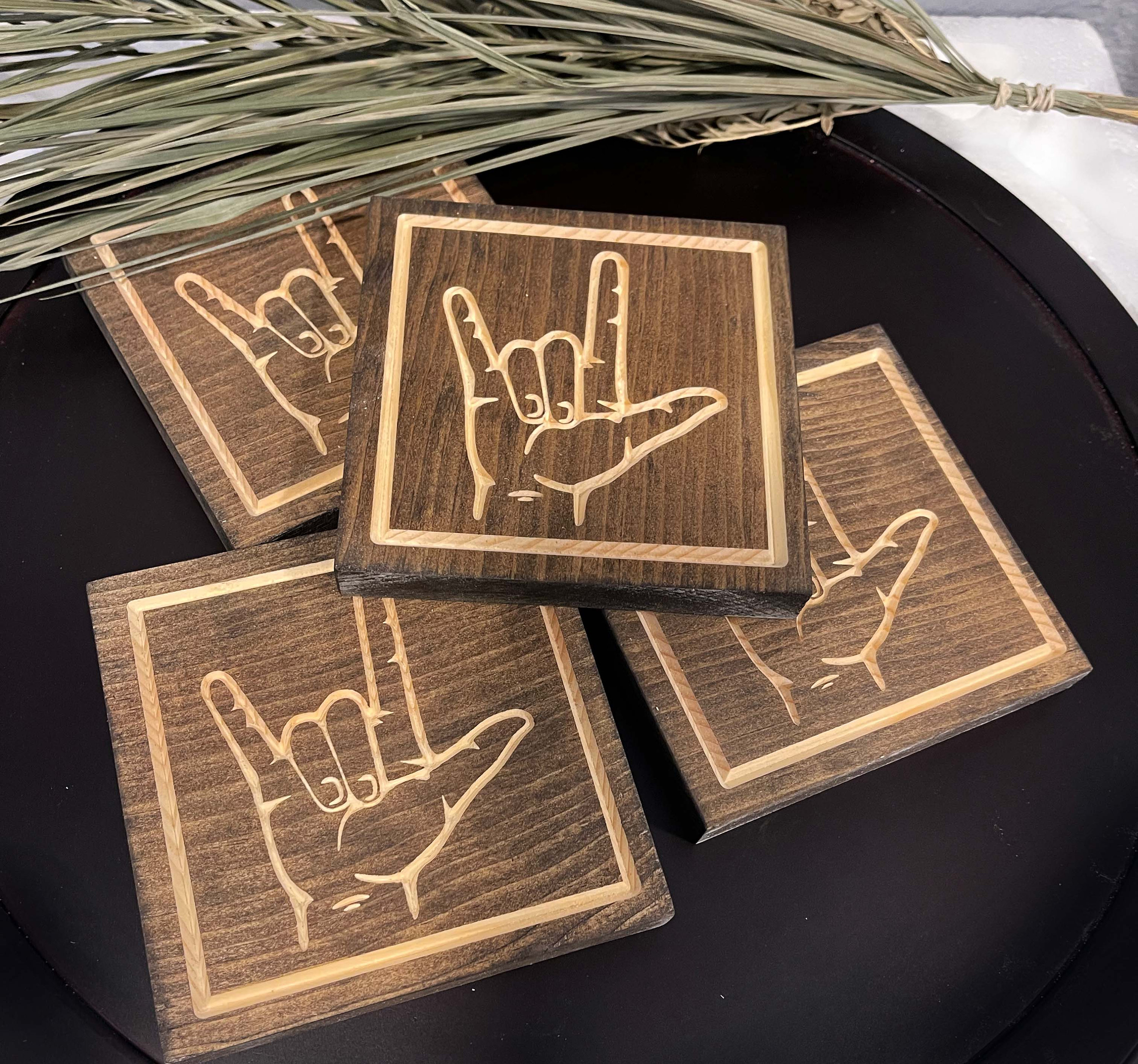 ASL I Love You Sign Language Wood Engraved Sign - Etsy