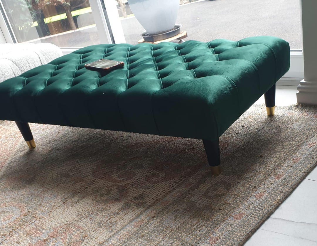 Large Handmade Footstool , Coffee Table in Chesterfield Design Deep ...