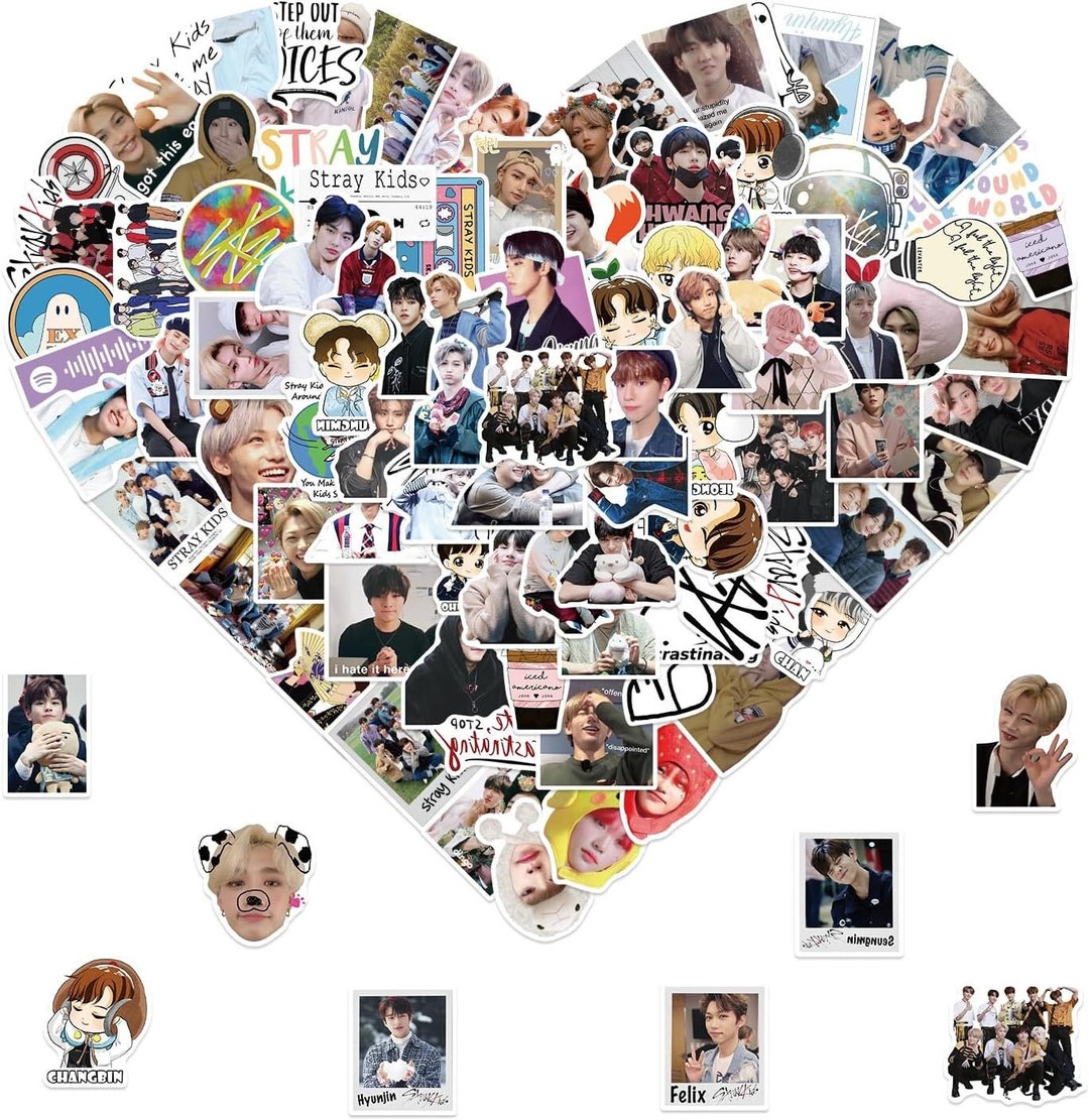 100pcs Stray Kids Stickers, Waterproof Vinyl, Assorted SKZ Kpop Sticker ...