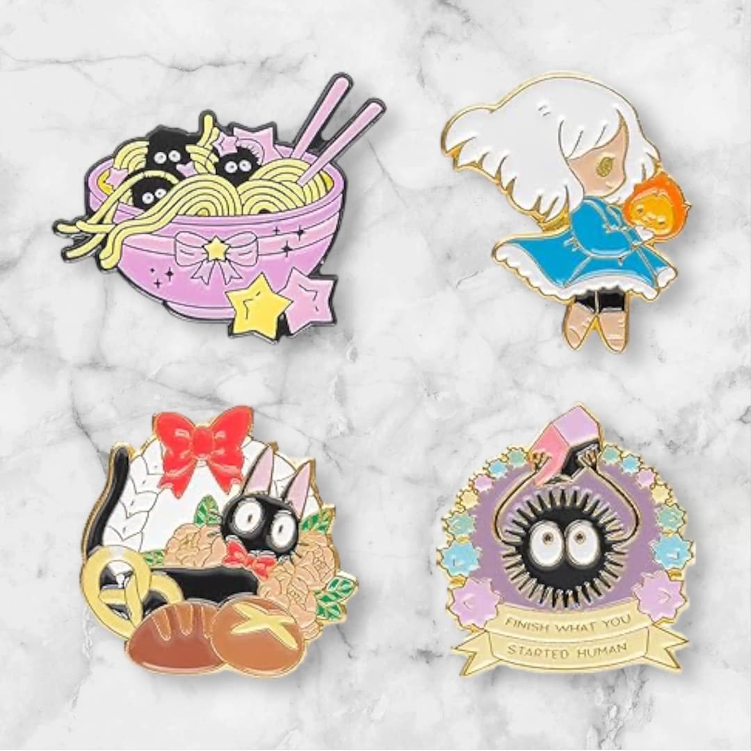 4pcs Studio Ghibli Inspired Enamel Pins Set Calcifer, Sophie Hatter ...