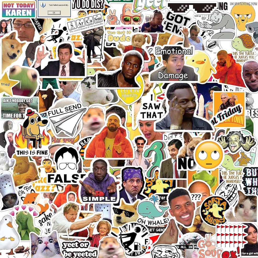 15-100pcs Viral Meme Stickers, High-quality Waterproof Vinyl, Assorted ...
