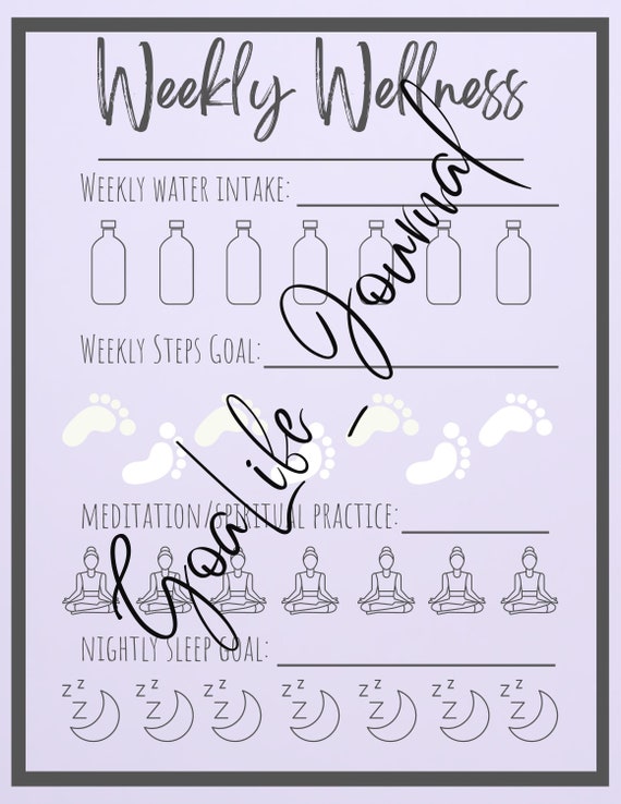 Weekly Wellness Goal Worksheet | Etsy
