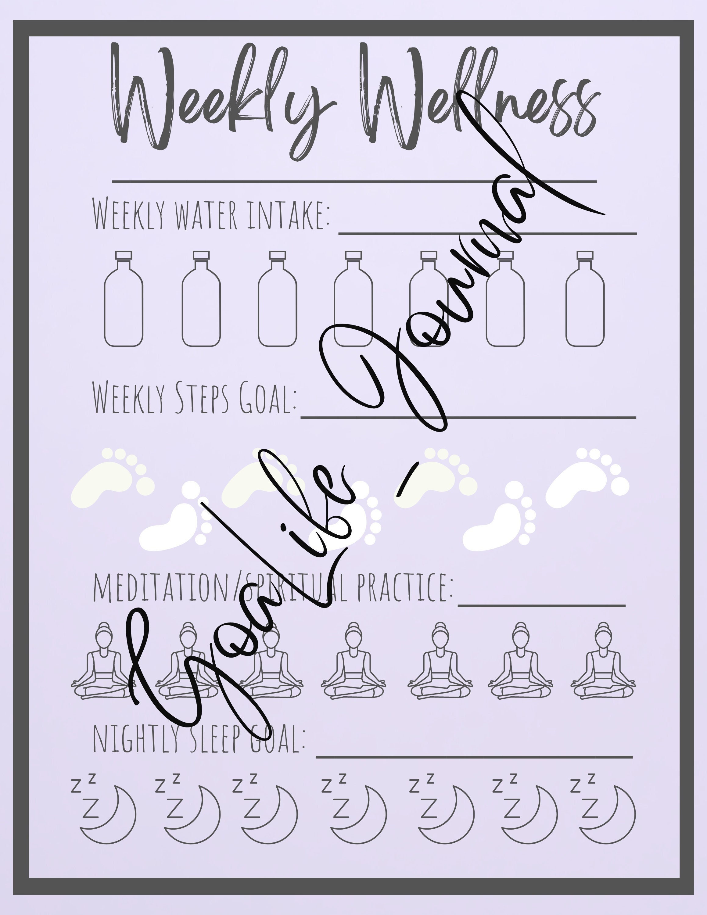 Weekly Wellness Goal Worksheet - Etsy