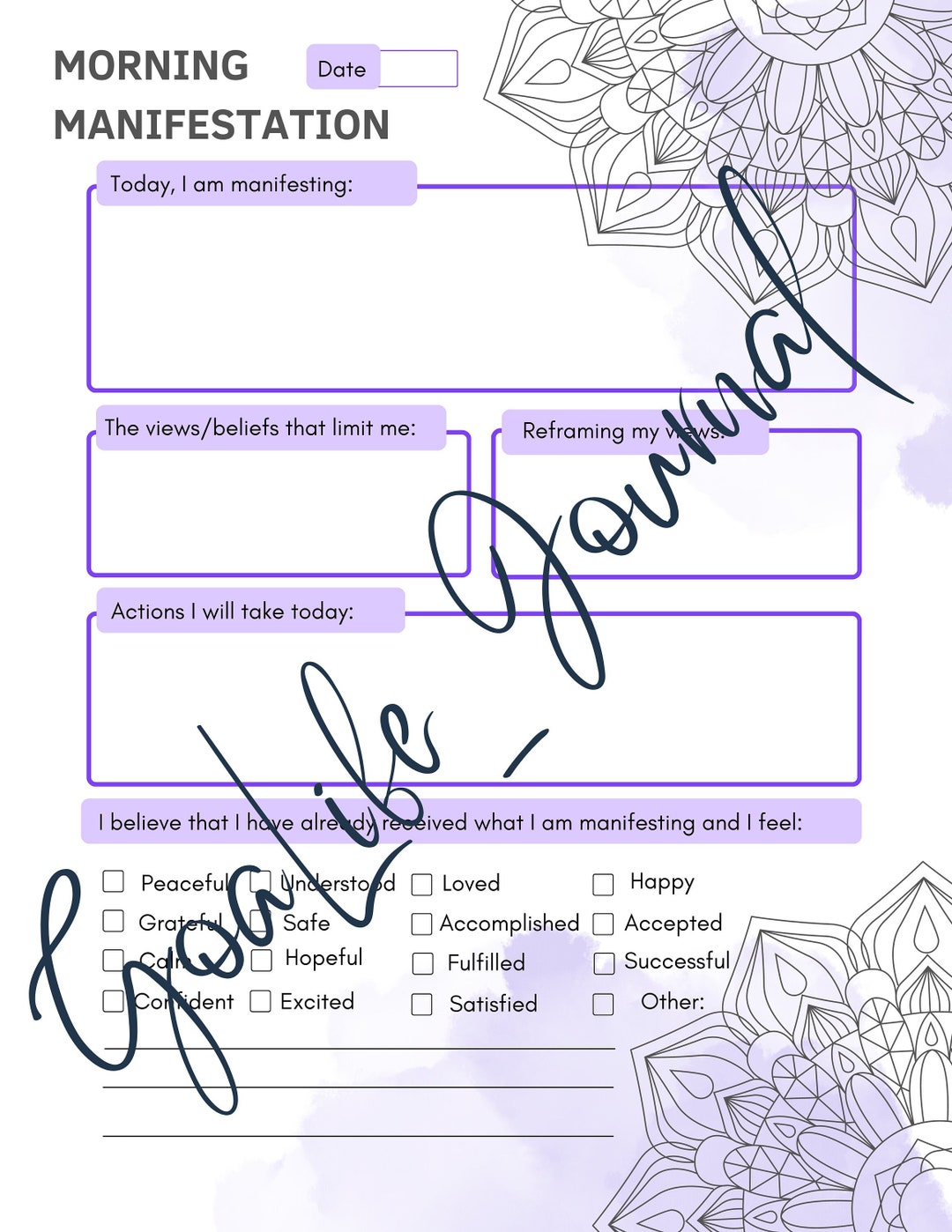 Morning Manifestation Worksheet - Etsy