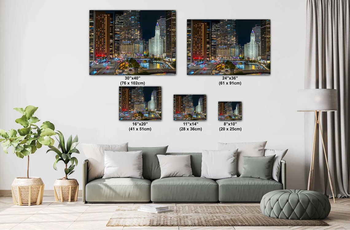 Chicago Wacker Drive at Night: Urban Architecture Canvas Art - Etsy