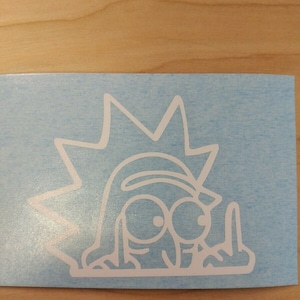 Peeking Rick & Morty Middle Finger FU Vinyl Decals, Bumper Stickers ...