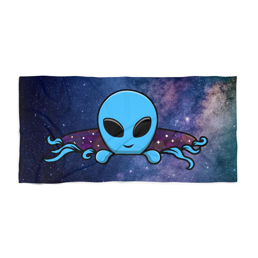 Blue Extraterrestrial Beach Towel, ET UFO Alien Beach Towel - Etsy