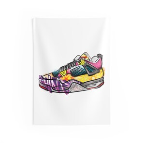 Graffiti Baller Kicks Jshine Jordan 4 Retro Indoor Wall Tapestry ...