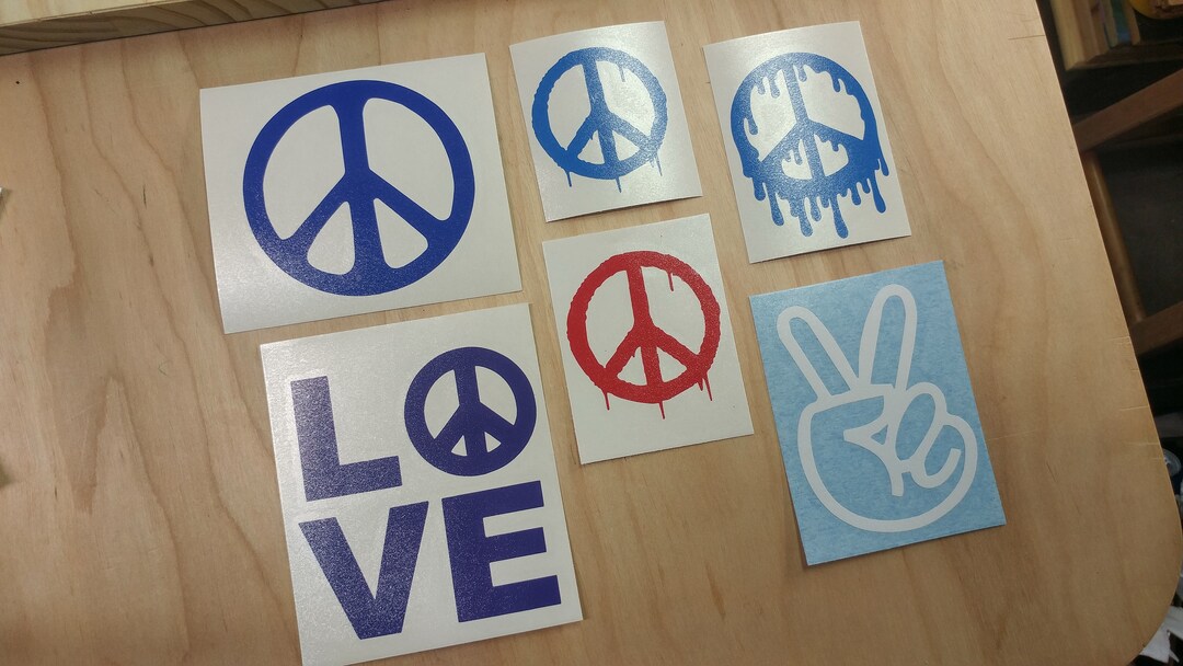 Peace & Love Decal 6 Pack- Vinyl Decals, Bumper Stickers, Laptop Decals ...