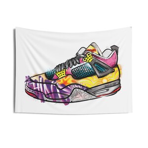 Graffiti Baller Kicks Jshine Jordan 4 Retro Indoor Wall Tapestry ...
