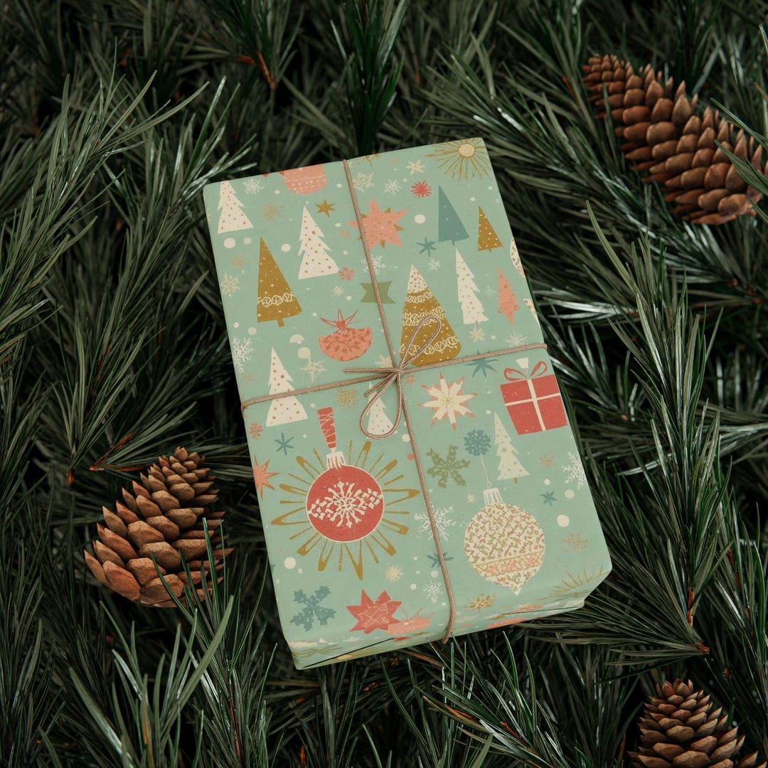 Vintage 1950s Wrapping Paper Mid Century Modern Atomic Starburst Retro ...