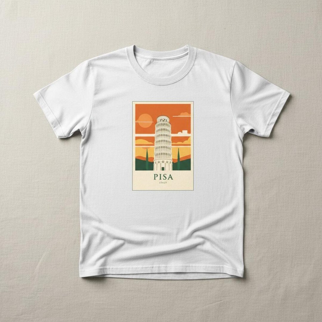 Vintage Pisa Italy Travel Poster T-shirt Retro Italian Landmark Tee ...