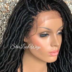 Long Black Faux Locs Lace Front Wig Dread Lock Faux Locs Extensions ...