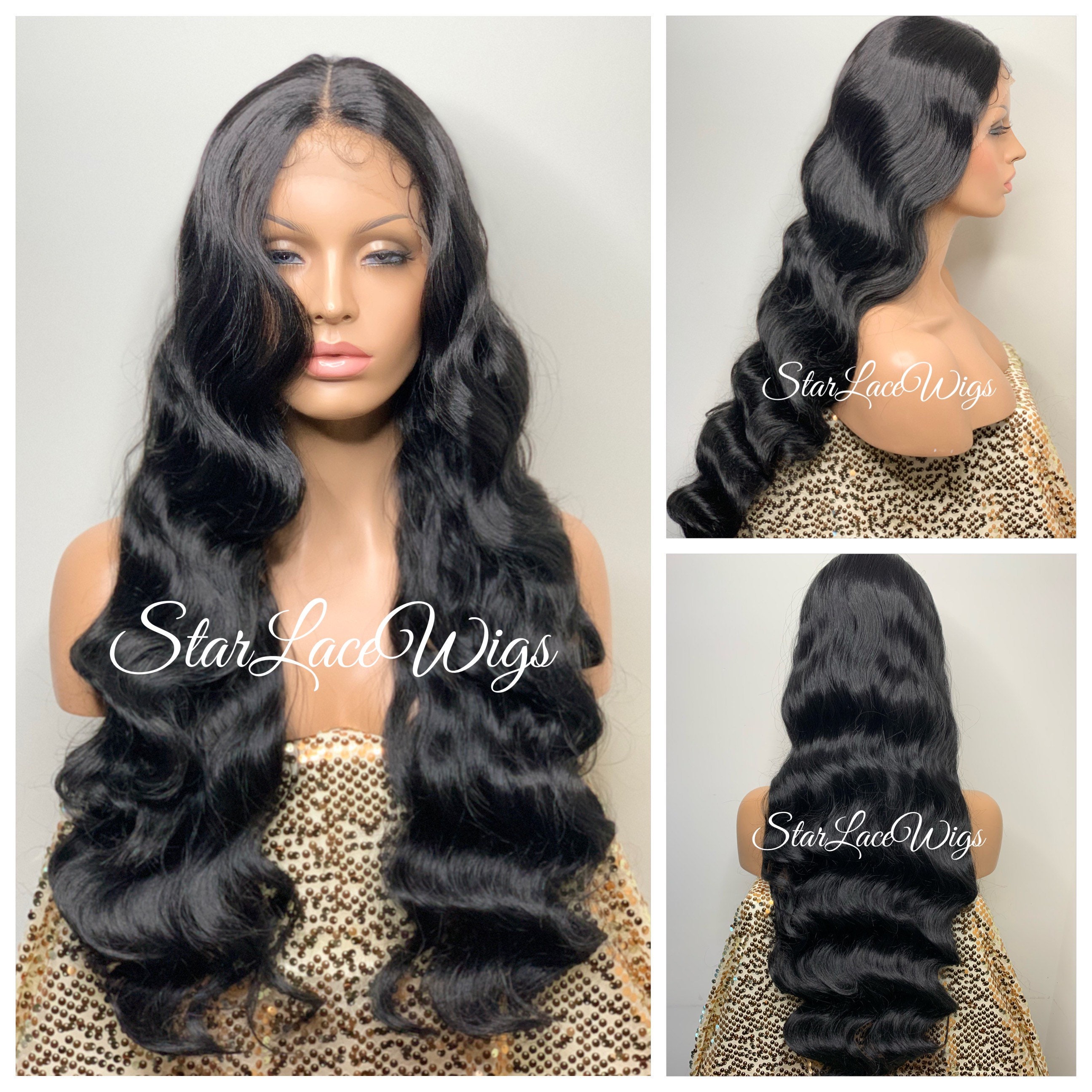 Loose Body Wave Middle Part Human Wigs - Etsy