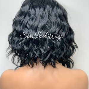 Bob Wig With Bangs Wavy Side Part Synthetic Layers Angled Heat - Etsy