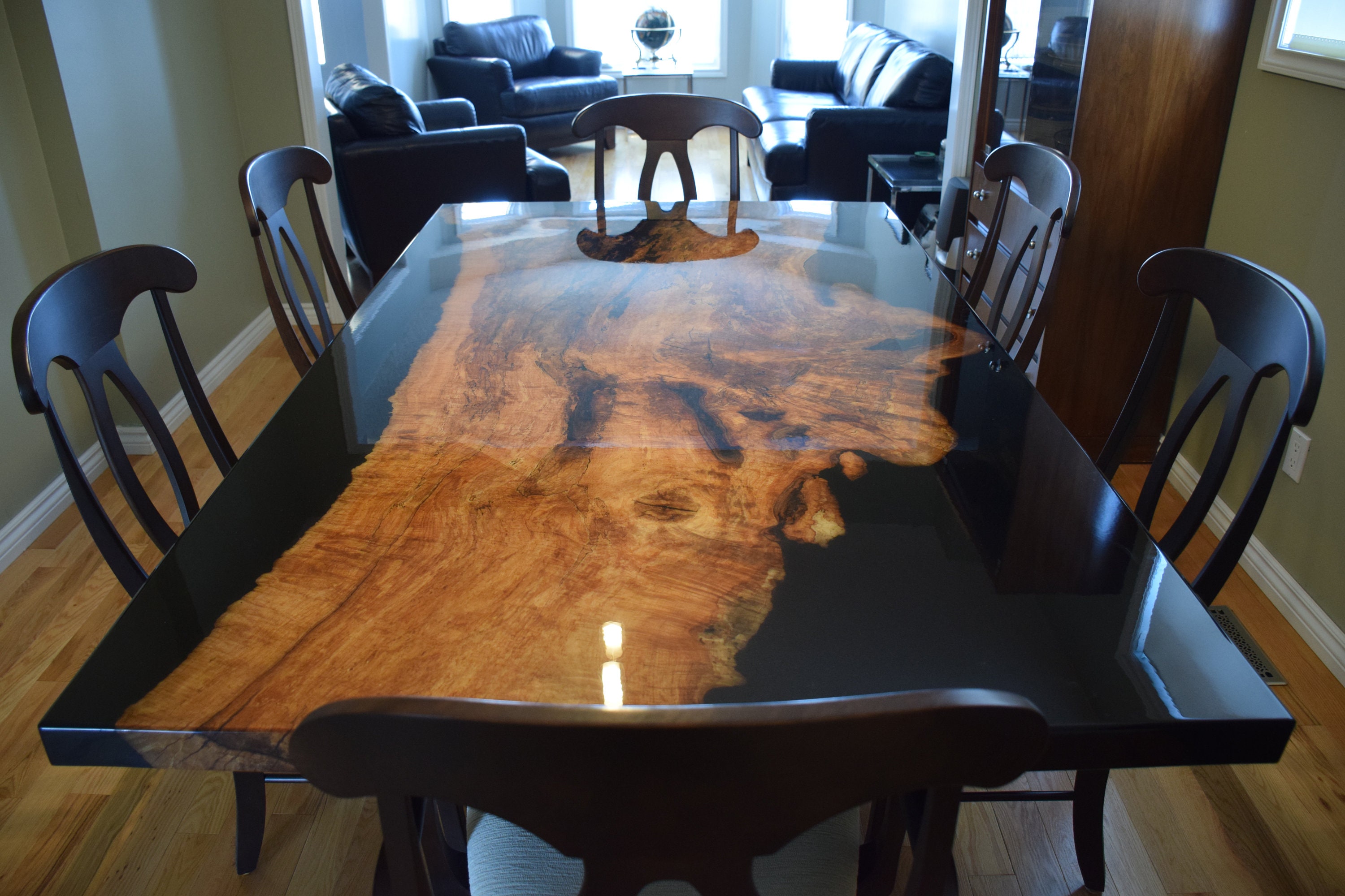 Spalted Maple & Jet Black Epoxy Dinning Table - Etsy