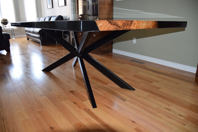 Spalted Maple & Jet Black Epoxy Dinning Table - Etsy Canada
