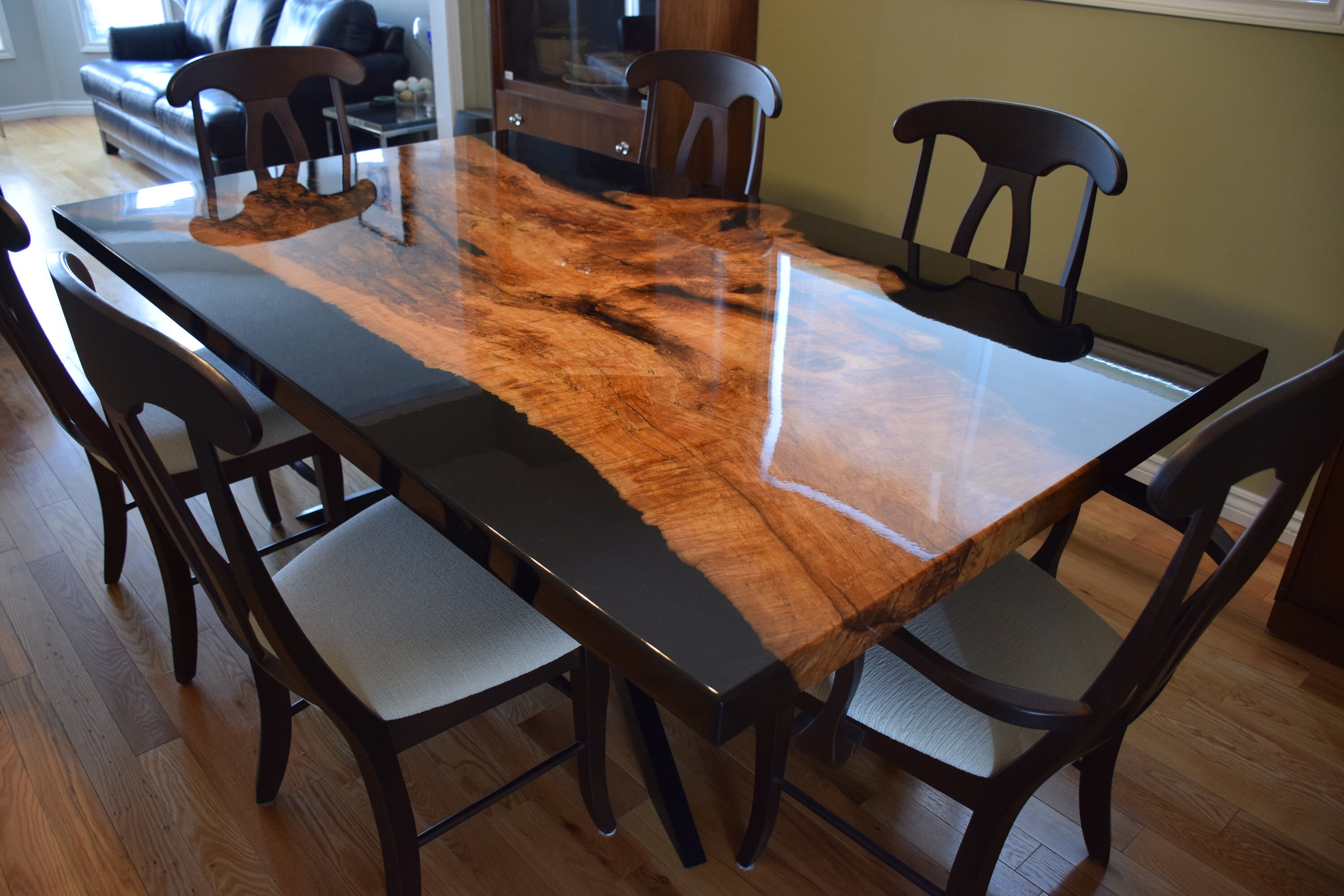 Spalted Maple & Jet Black Epoxy Dinning Table - Etsy