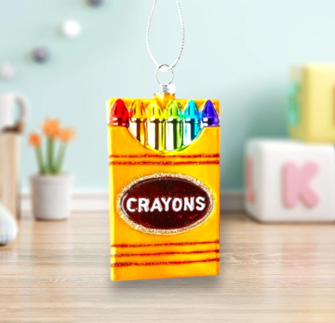 Crayons Glass Ornament - Art Painting Back to School Kids Drawing ...
