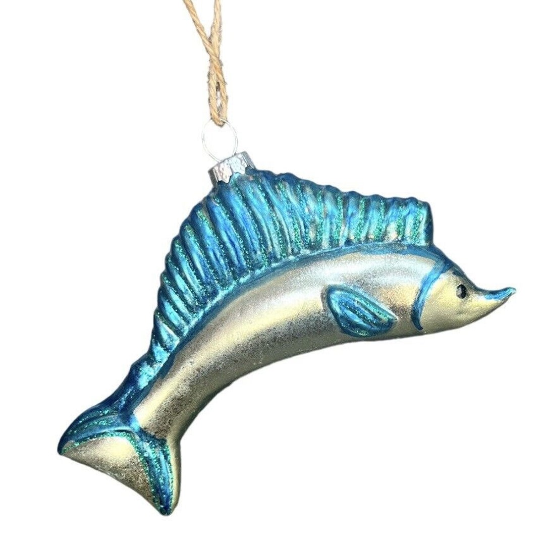 Swordfish Glass Ornament Hand-painted in California - Nautical Sailboat ...