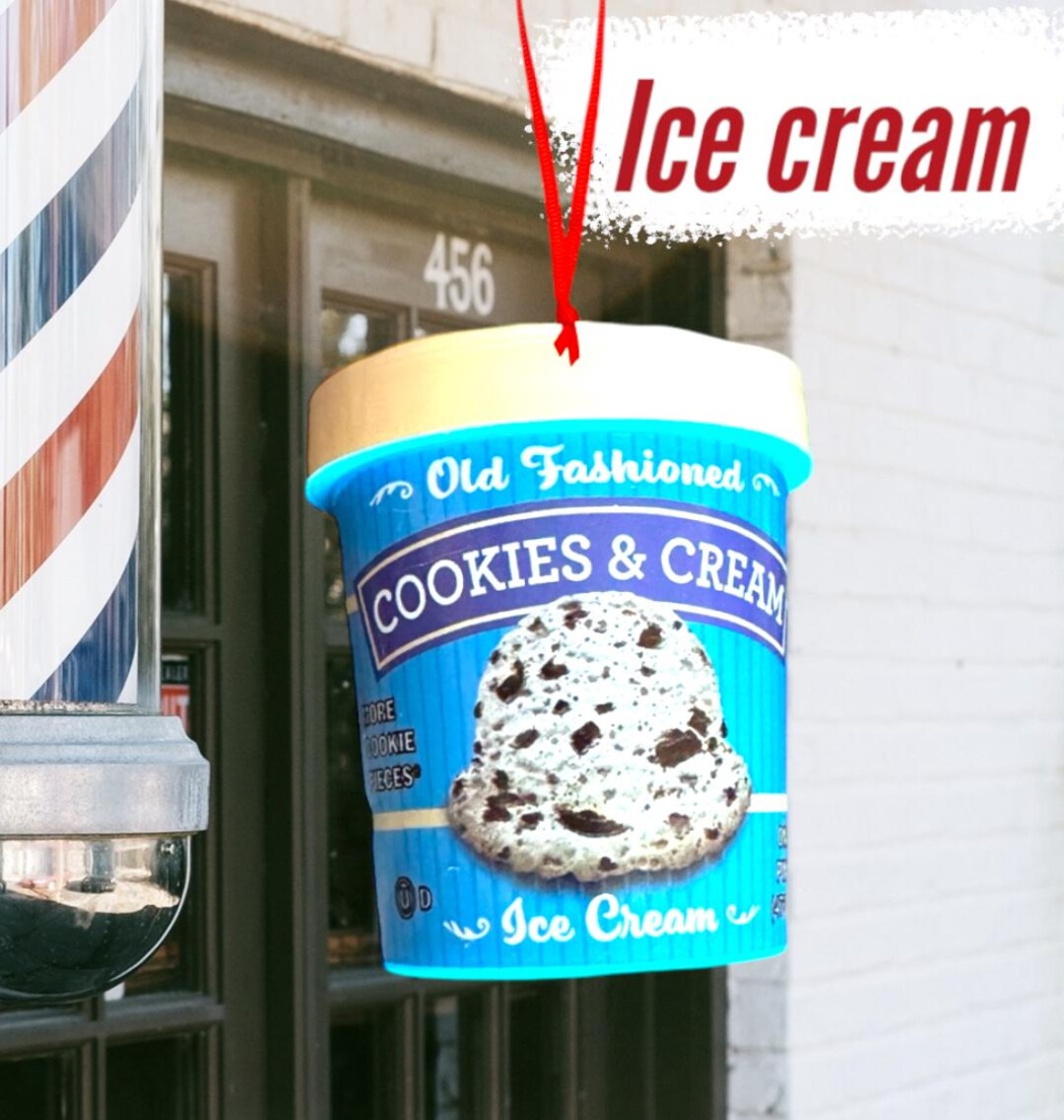Ice Cream Cookie &n Cream Glass Ornament - Chocolate Vanilla Retro Old ...