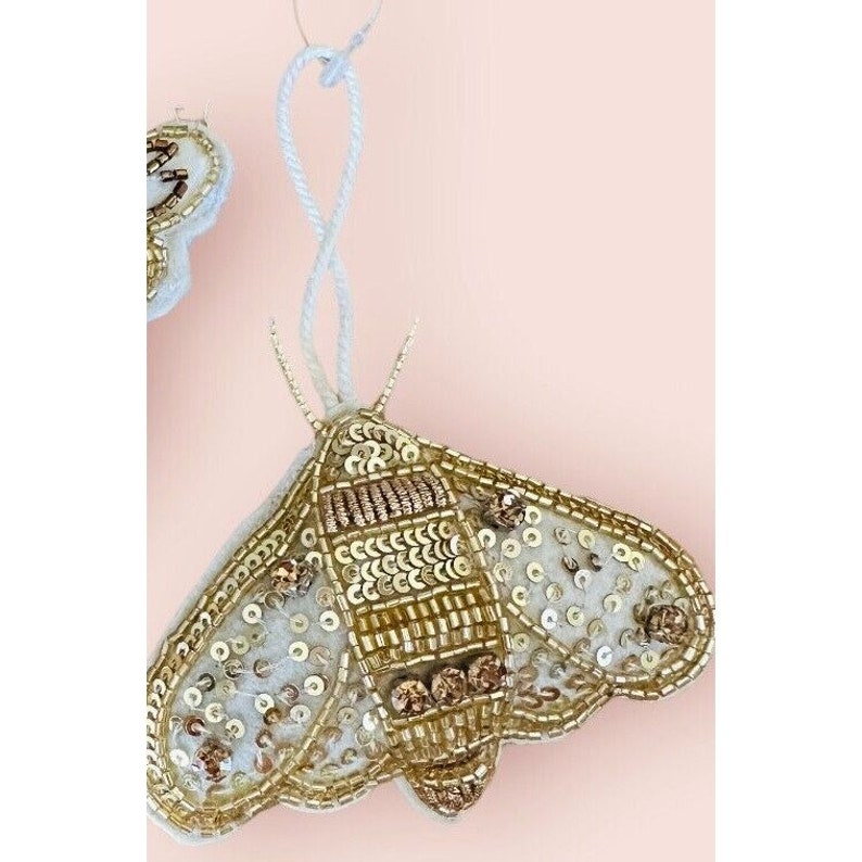 2 Bug Ornaments Bee Moth Felt Insects Garden Nature Art Deco - Etsy