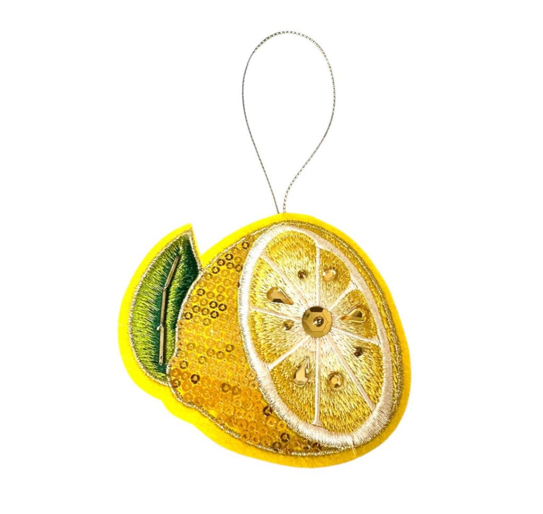 Felt Lemon Ornament - Fruit Garden Food Art Deco Style Beads Patch ...