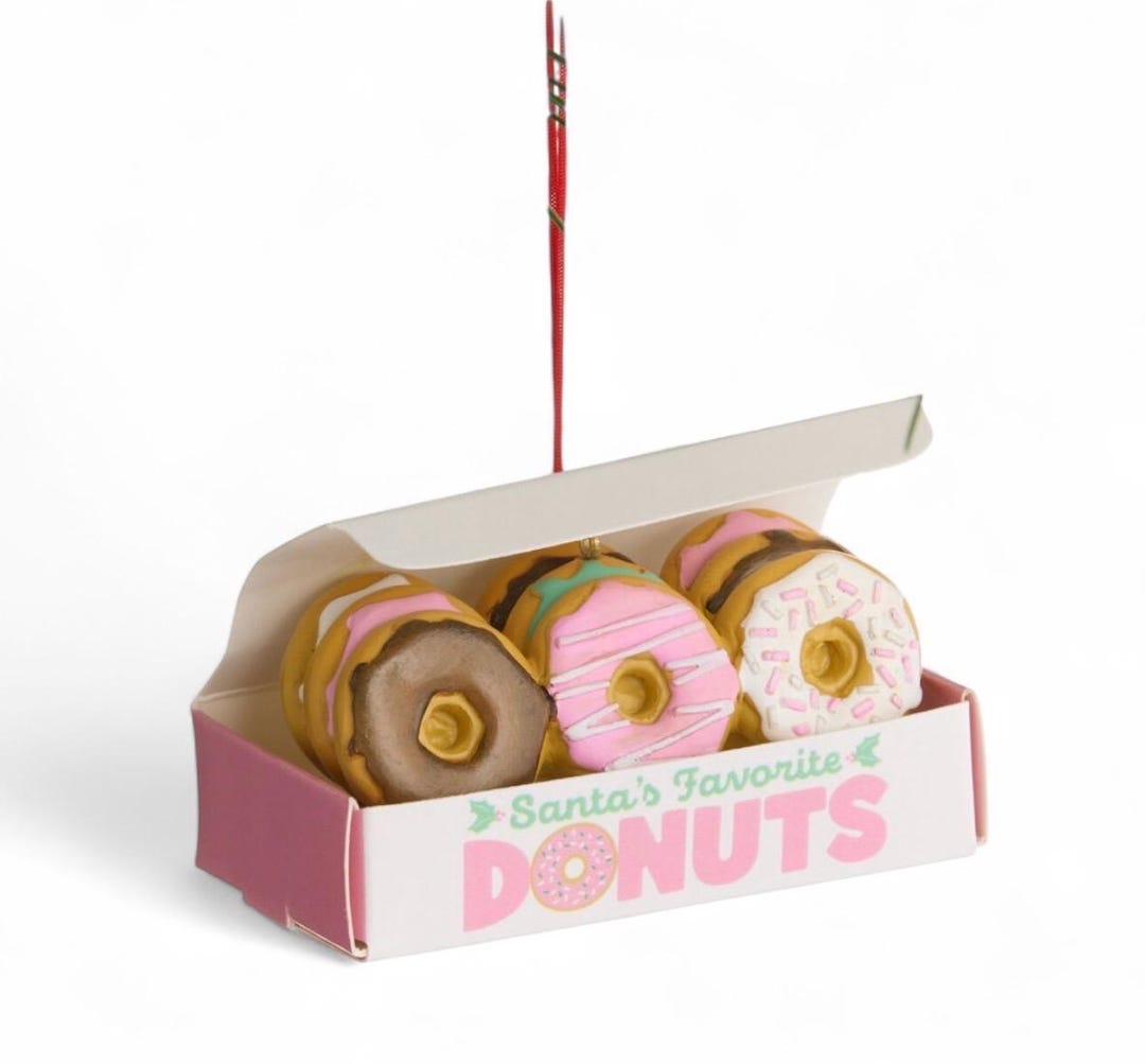 Doughnut Box Ornament - Resin Dessert Birthday Donut Decoration Candy ...
