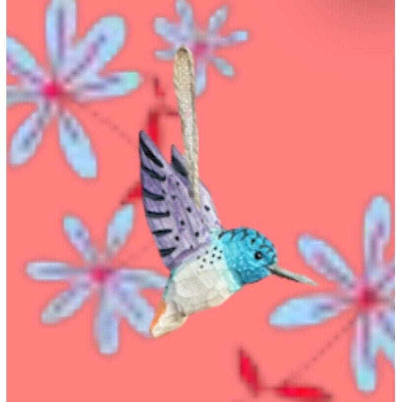 Hummingbird Carved Wood Ornament - Flower Garden Easter Thanksgiving ...