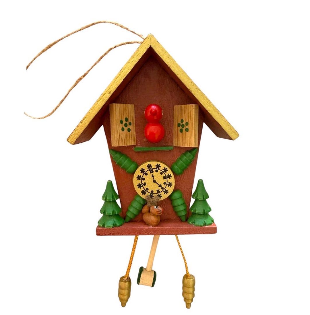 Wood Cuckoo Clock Ornament - Christmas Decoration Red Bird Tobin ...