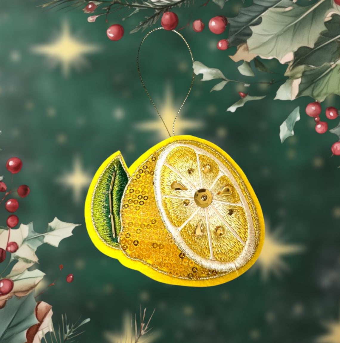 Felt Lemon Ornament - Fruit Garden Food Art Deco Style Beads Patch ...
