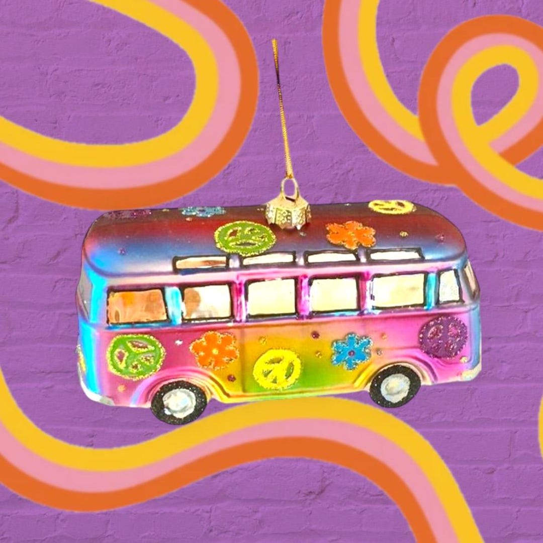 Hippie Mini Van Ornament - Volkswagen Peace Love Hippie Van Truck Car ...