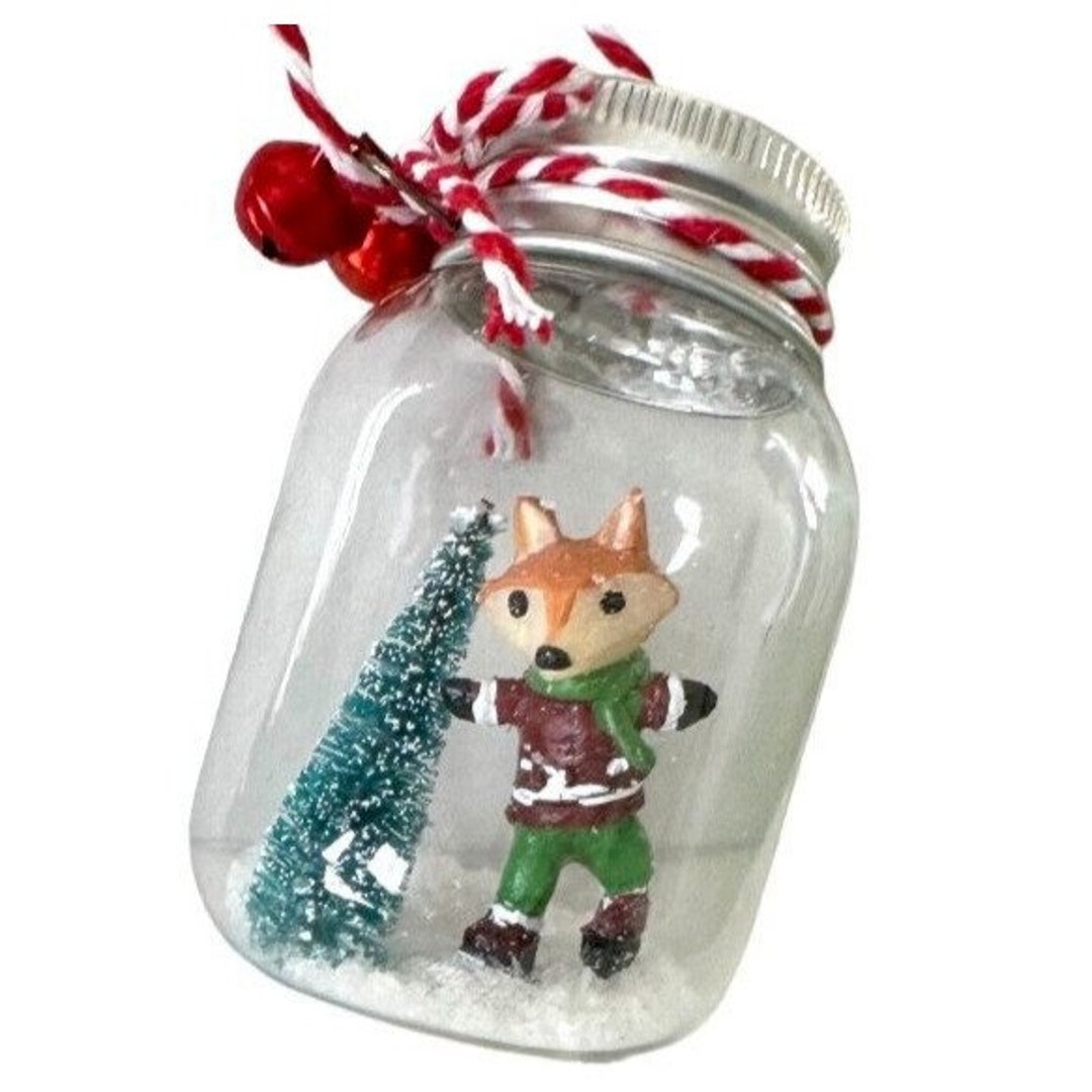 Mini Fox Ornament Snow Globe Cabin Critter Woods Woodland Animal Gift ...