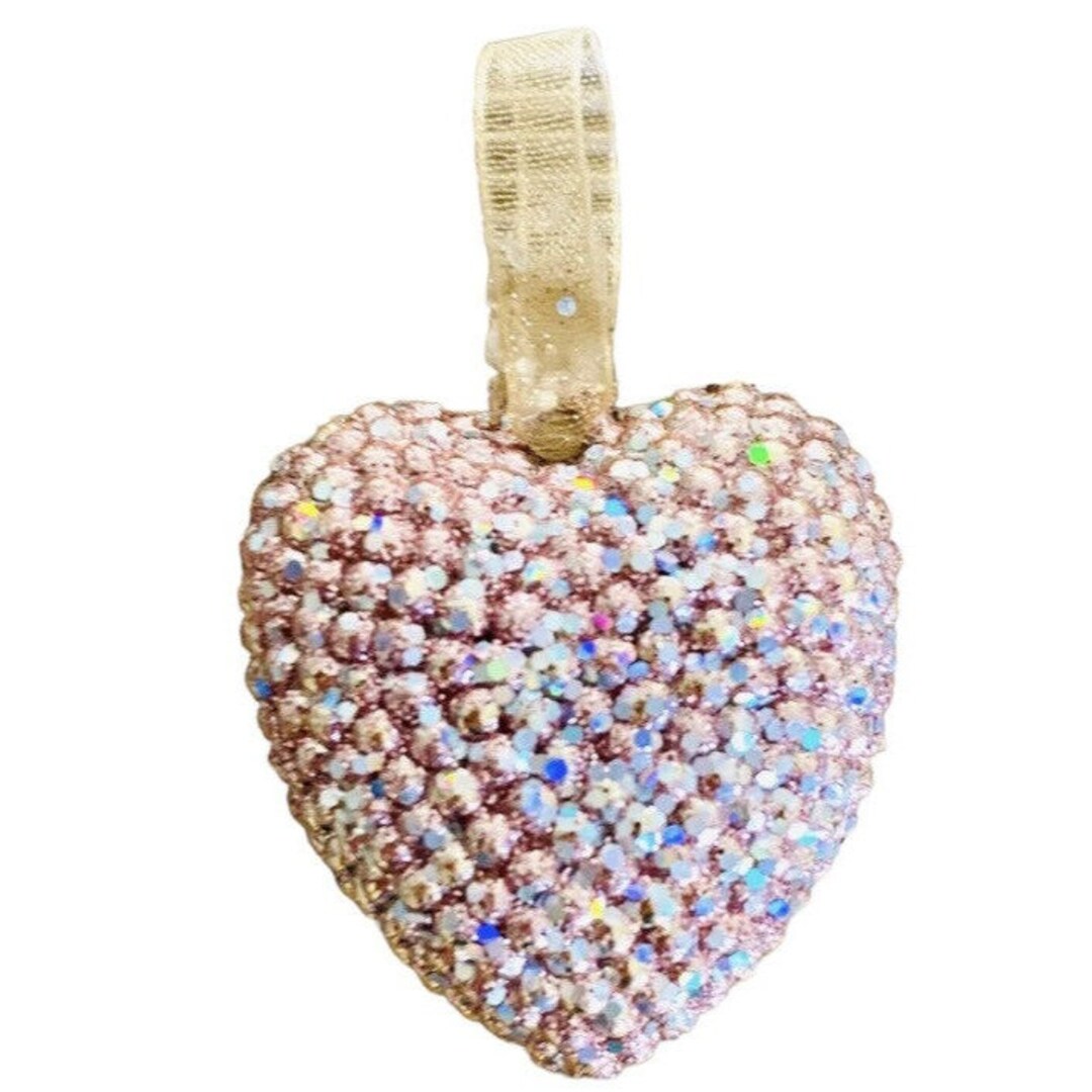 Heart Ornament Pink Rose Gold Beaded / Sequin Diamond Birthday ...
