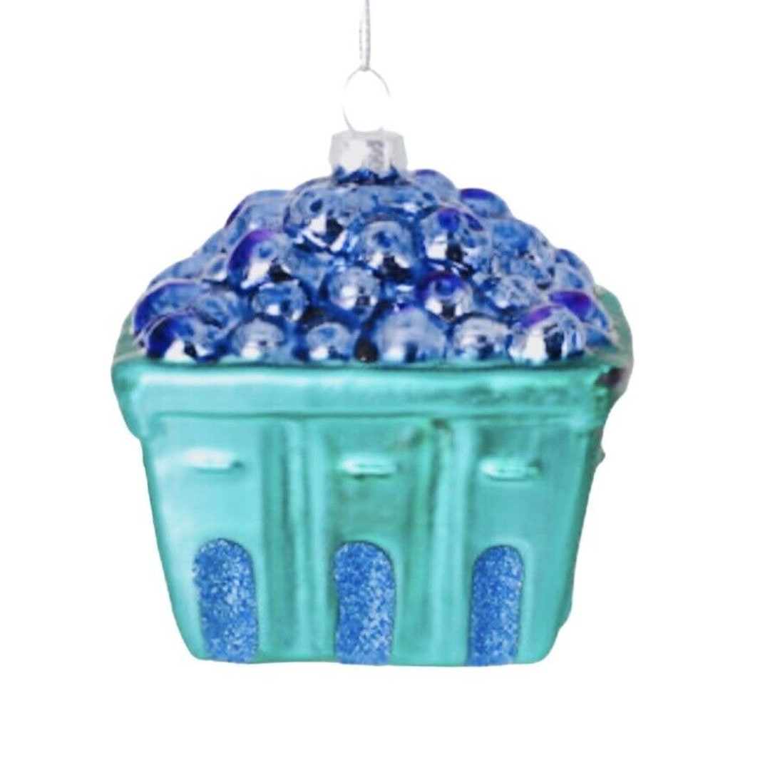 Blueberry Fruit Bowl Glass Ornament - Berry Container Breakfast Food ...