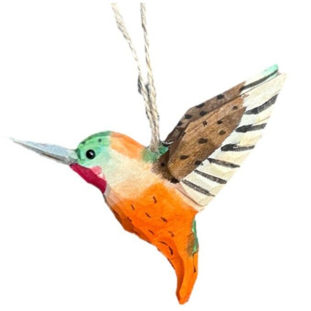 Hummingbird Carved Wood Ornament - Flower Garden Easter Thanksgiving ...