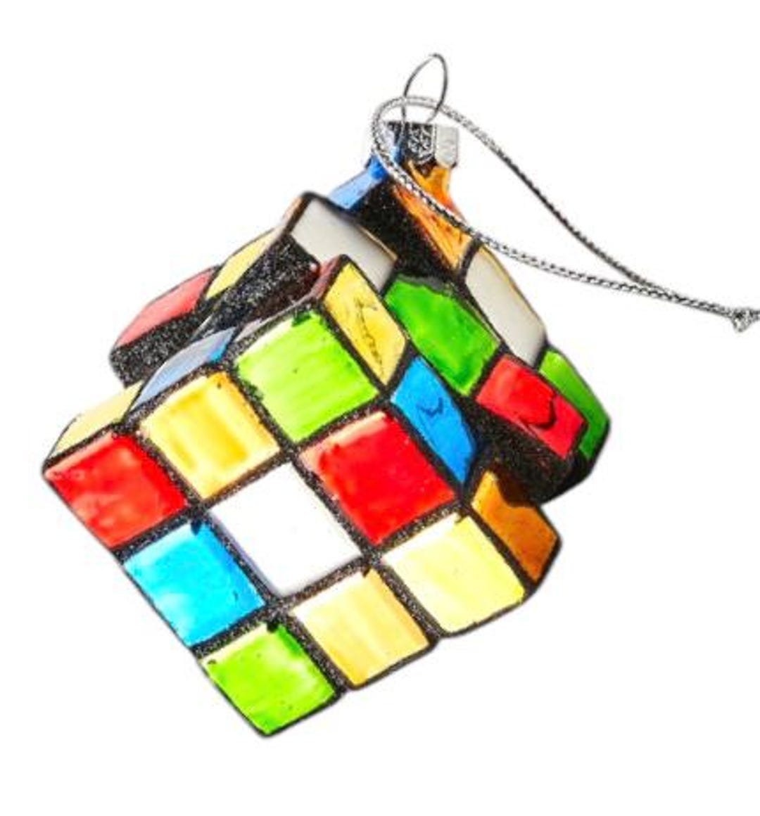 Rubix Cube Glass Ornament - Retro Kids Puzzle Game 1980s 70s Vintage ...