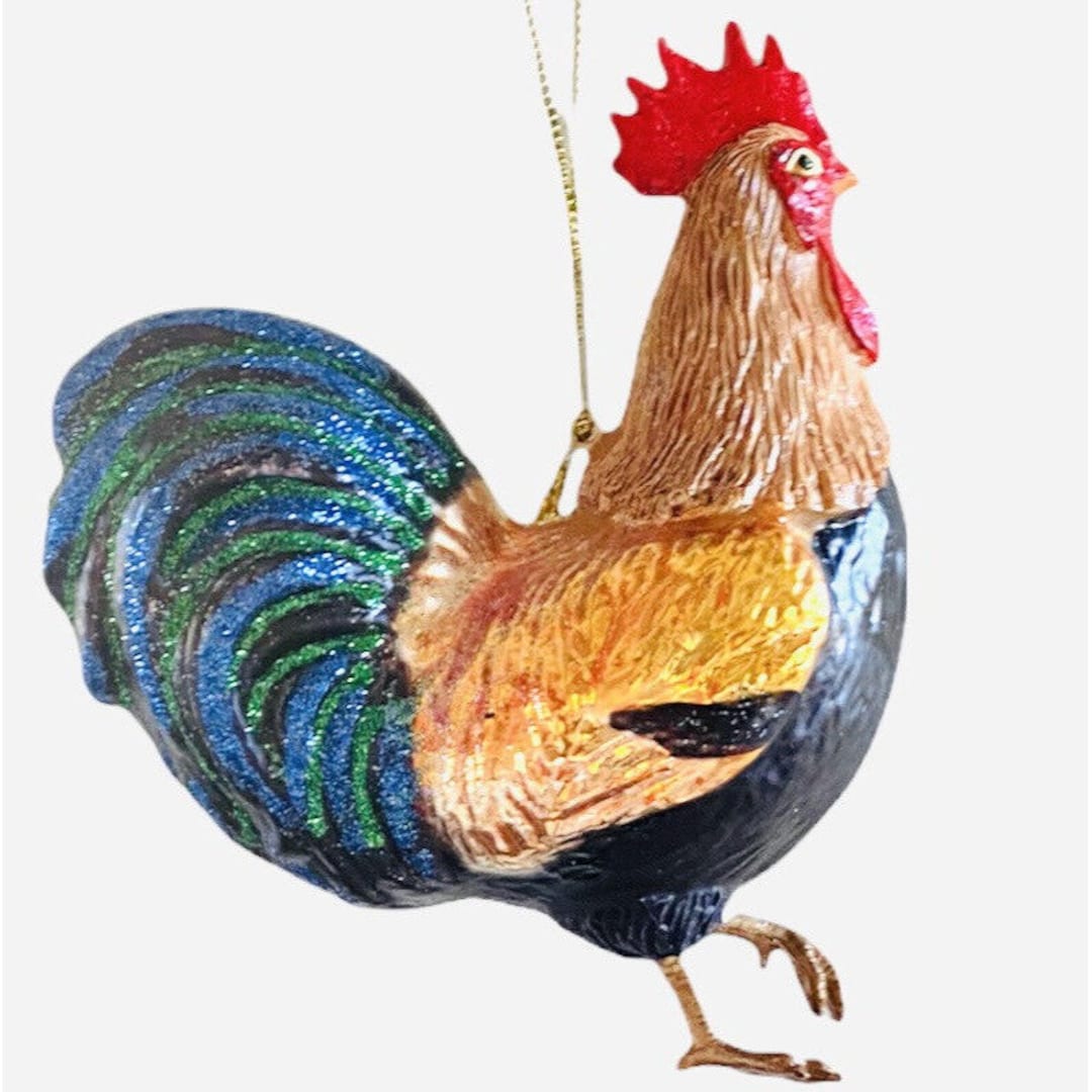 Rooster Glass Ornament Animal Chicken Farm Pet Bird Bbq Food ...