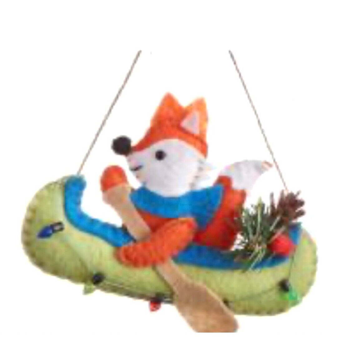 Fox Canoe Boat Felt Ornament - Kayak Woodland Critter Zoo Animal Hiking ...