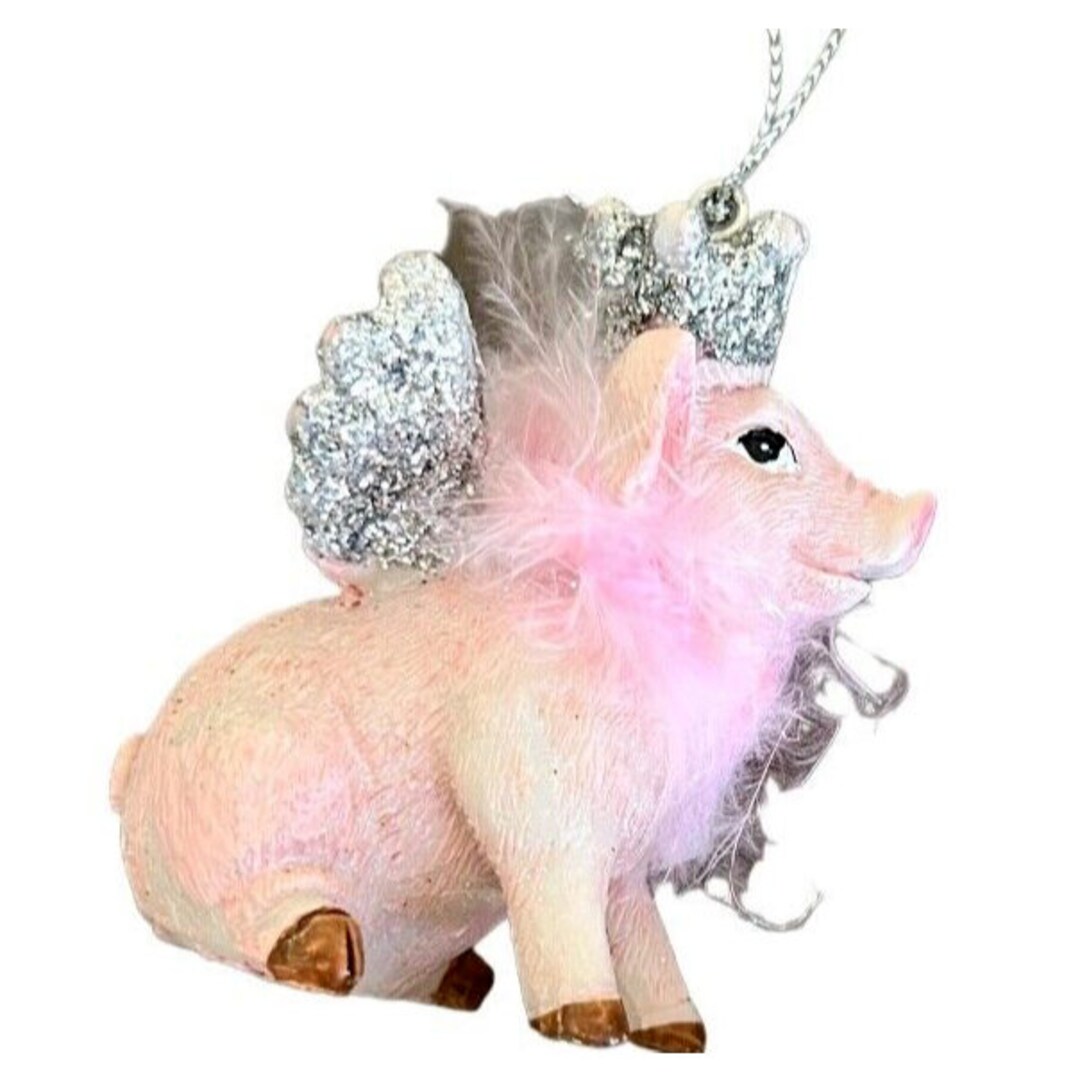 Angel Pig Ornament - Resin When Pigs Fly Joke Funny Cute Fairy Princess ...