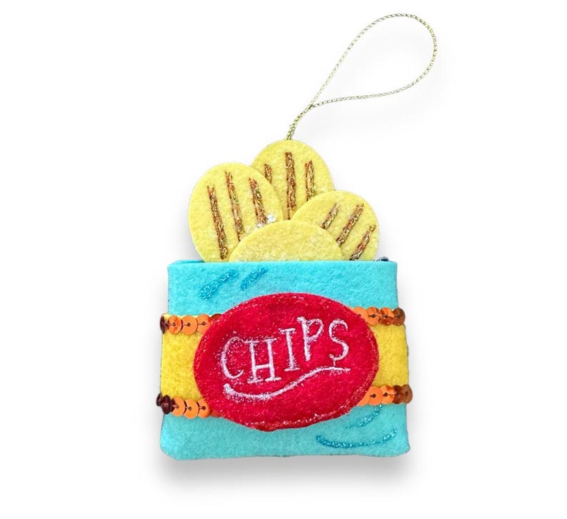 Chips Felt Ornament - America USA Retro Kids Lunch Cute School Birthday ...