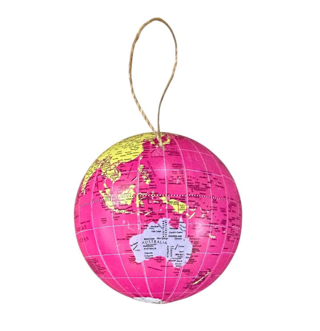 Neon Hot Pink Globe Ornament - Earth America Map Travel Restoration ...