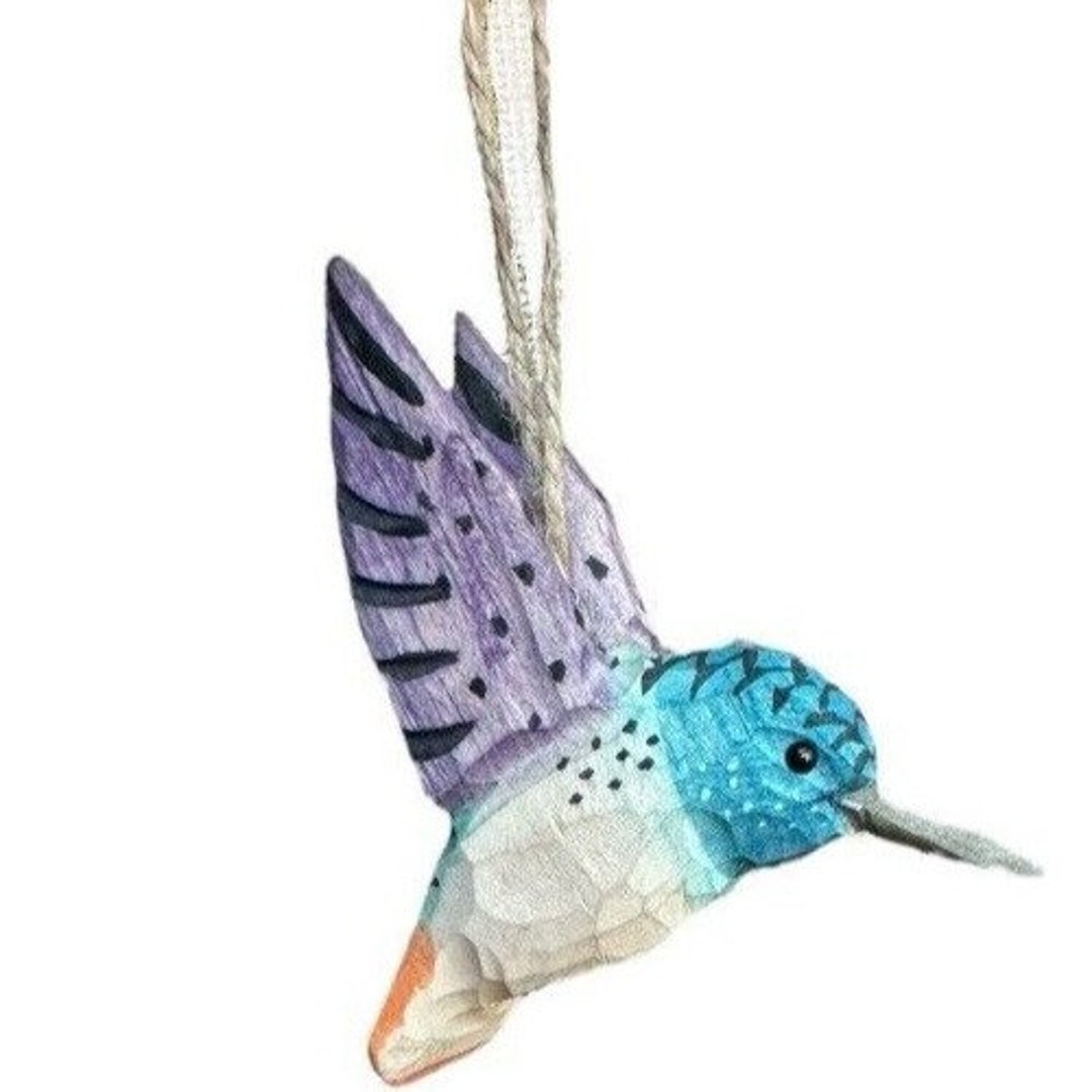 Hummingbird Carved Wood Ornament - Flower Garden Easter Thanksgiving ...