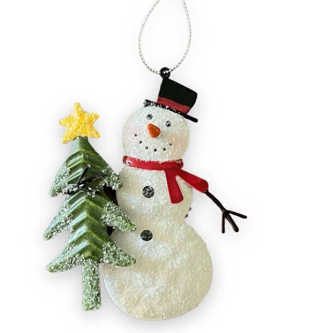 Metal Snowman Ornament • Rustic Cabin Woods Woodland Retro Tin Tree ...