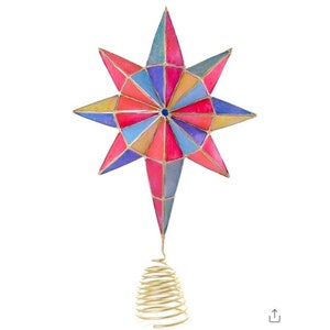 Rainbow Star Christmas Star Tree Topper - Retro Danish Modern Glam New ...