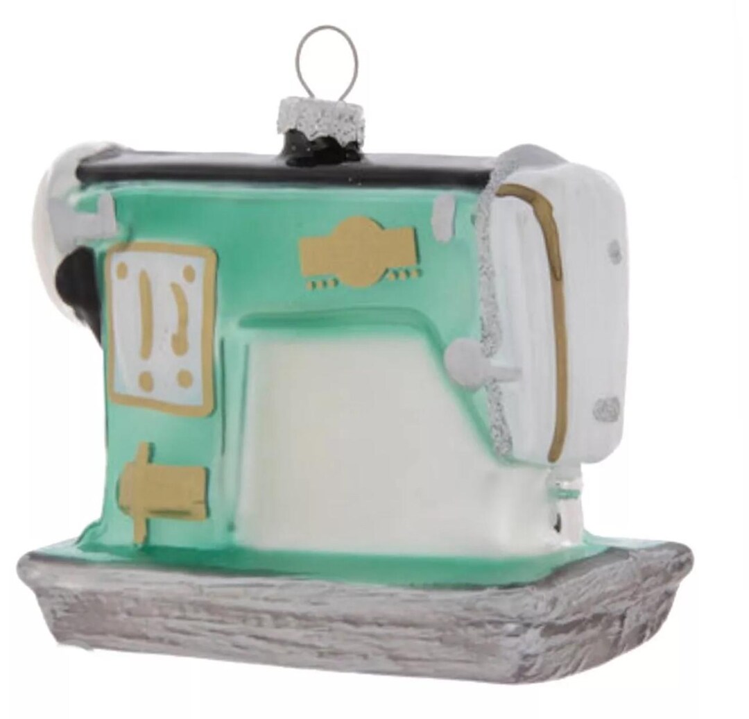 Sewing Machine Glass Ornament - Christmas Retro Fashion Taylor Dress ...